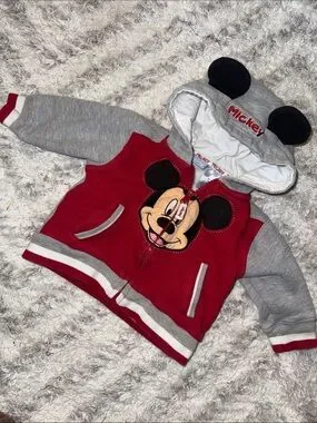 Disney | Jackets & Coats | 6m Vintage Walt Disney Red And Gray Mickey ...